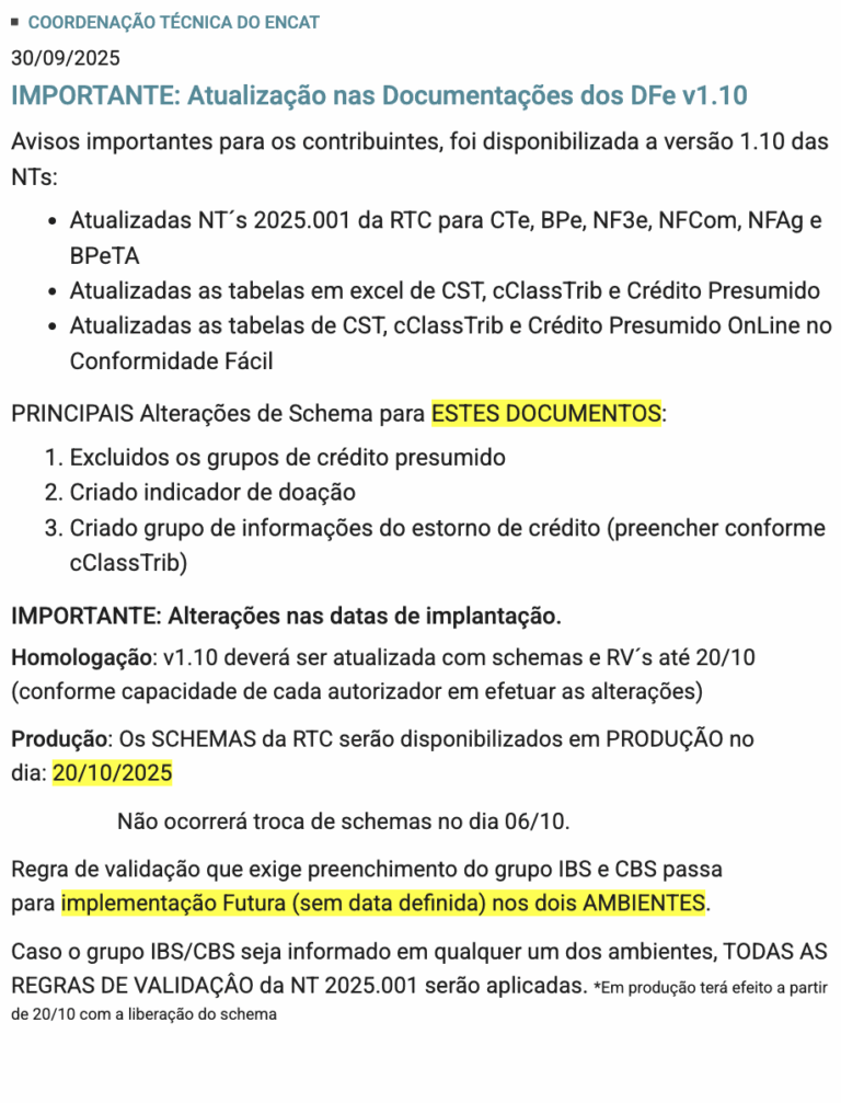 DFe: Prazo para preenchimento de campos de CBS e IBS em 2025 é adiado